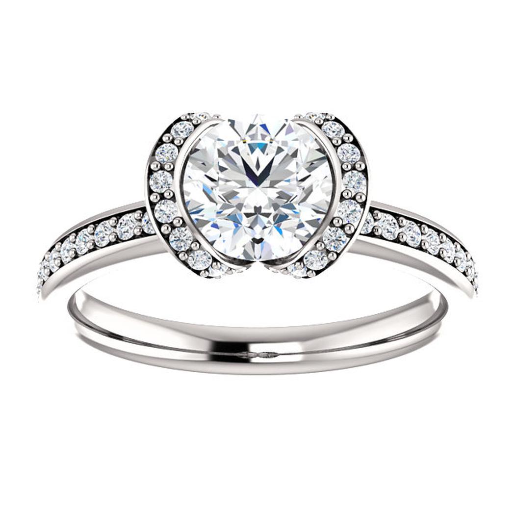 14KT Round Bezel-Set Halo-Style Engagement Ring Mounting 14KT Round Bezel-Set Halo-Style Engagement Ring Mounting